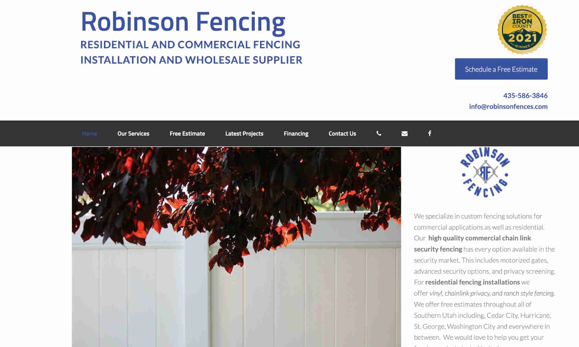 Web Design For Robinson Fencing-Cedar City, Ut-Launch A Page